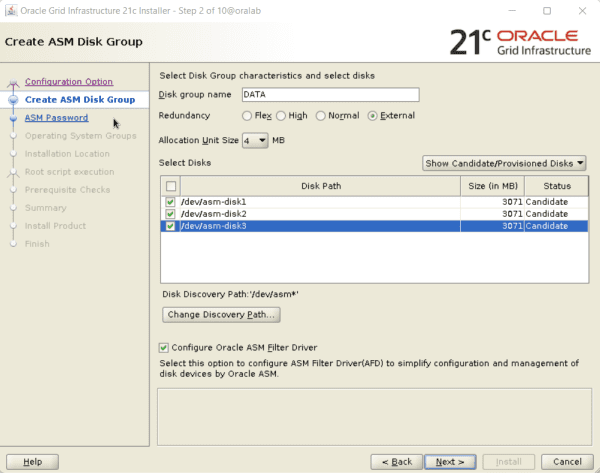 Tạo ASM Disk bằng cách sử dụng ASM Filter Driver